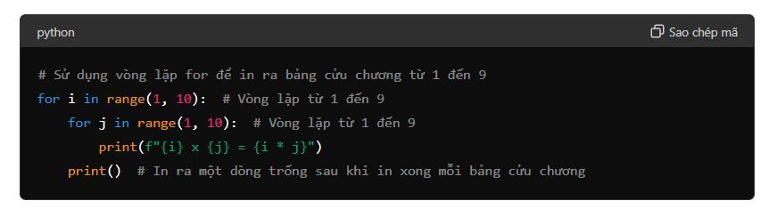 Hướng Dẫn Viết Chương Trình Python In Ra Bảng Cửu Chương