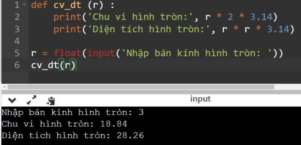 Hướng Dẫn Viết Chương Trình Python Nhập Vào Bán Kính Hình Tròn - Tính Chu Vi và Diện Tích